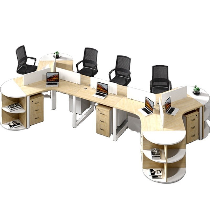 Simple and Modern Office Furniture Corner Combination Staff Table for 3 ...
